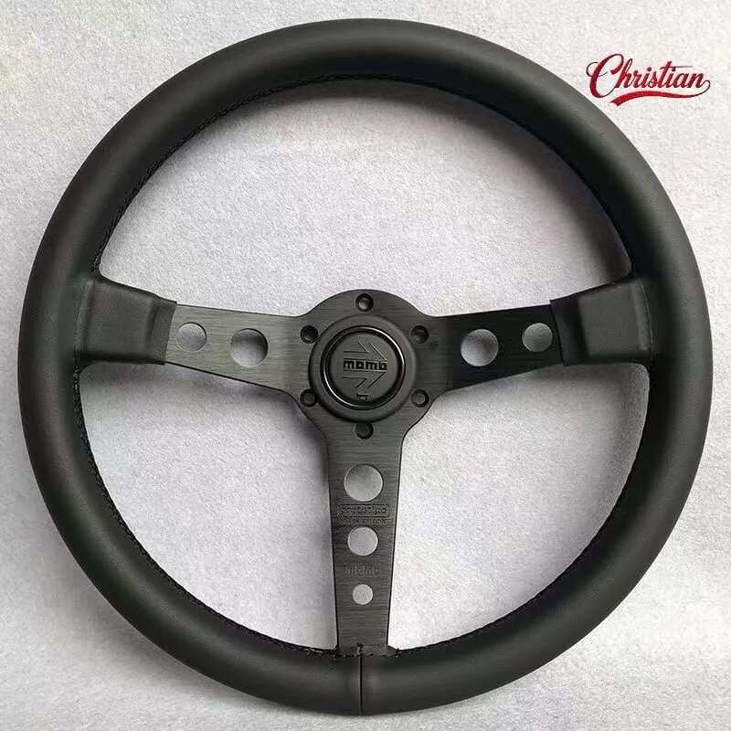 Руль MOMO prototipo Black Edition алюминиевые спицы натуральная кожа для легковых автомобилей — фото 1