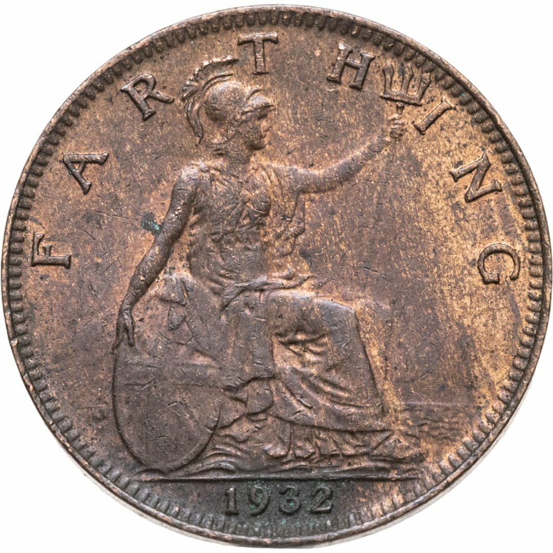 Великобритания 1 фартинг farthing 1932, Бронза, в сохранности XF-AU