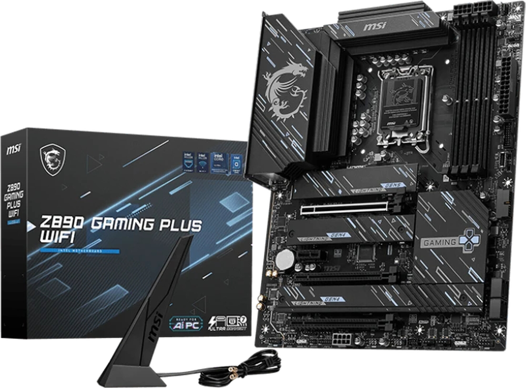 Материнская плата MSI Z890 GAMING PLUS WIFI (LGA1851/Z890/4xDDR5/3xPCI-Ex16/4xM.2/Wi-Fi/BT/GLAN/DP/HDMI/USB Type C/ATX)