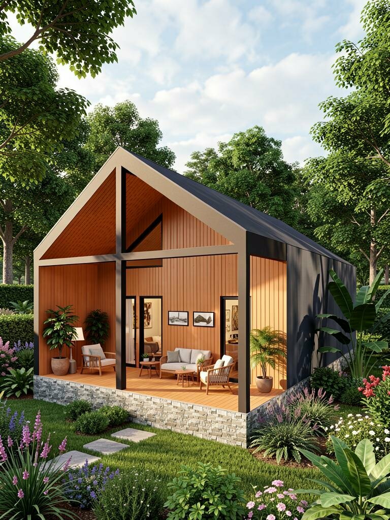 Проект двухэтажного каркасного дома с террасой и вторым светом 10,20х6,0 м