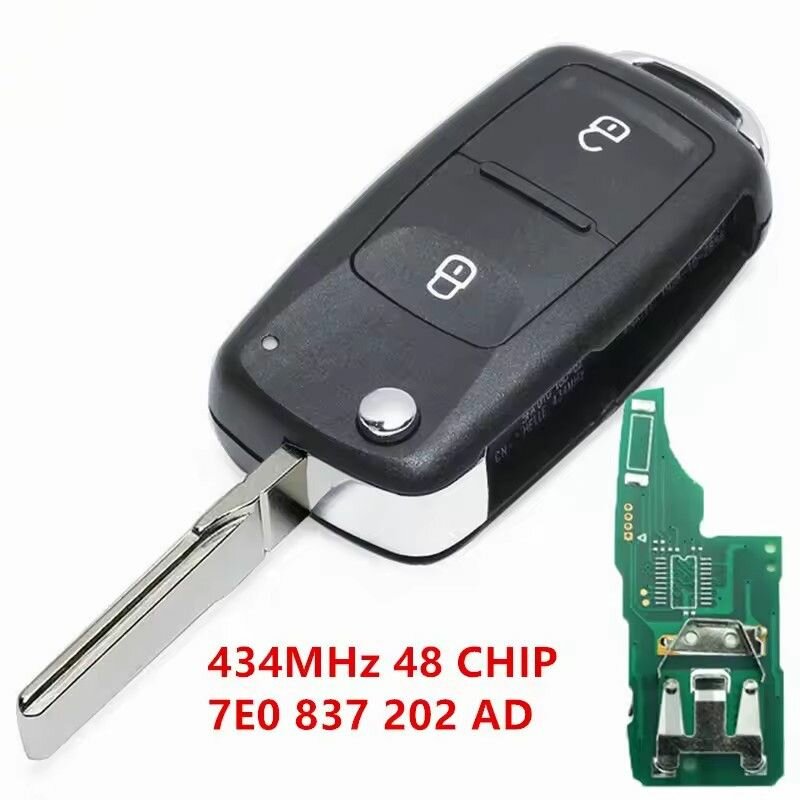 Выкидной дистанционный ключ Volkswagen 2 кнопки 434 МГц ID48 7E0 837 202 AD для Amarok и Transporter 2011-2016