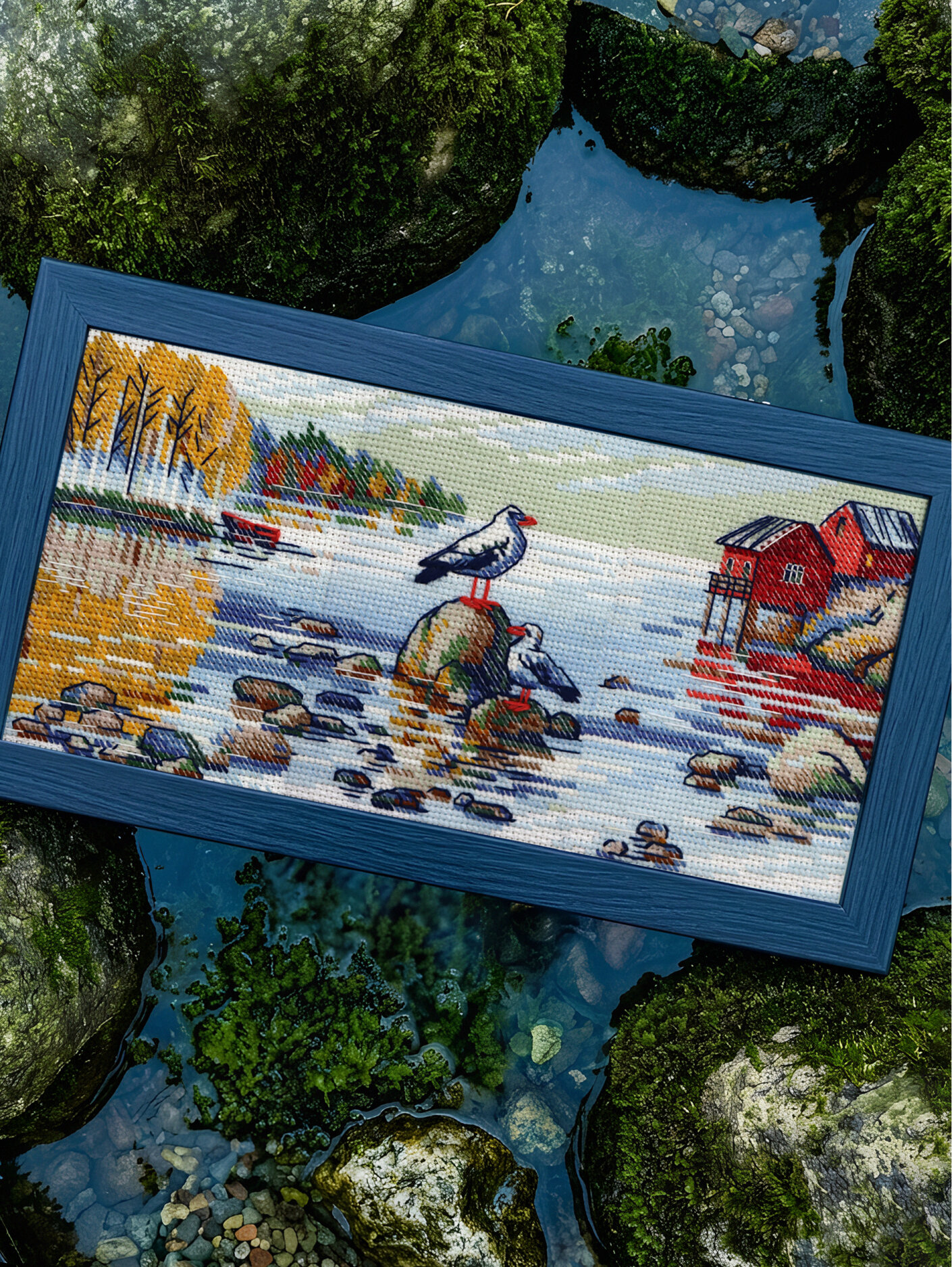 Набор для вышивания крестом "У озера" Риолис, вышивка крестиком , 27х13 см, 2328