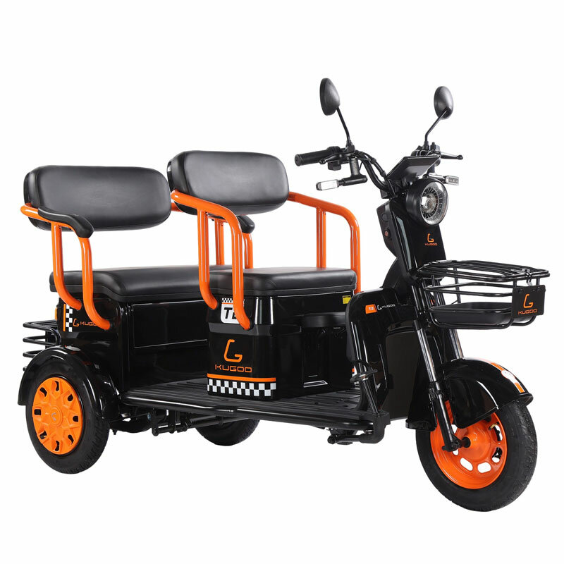 Электроскутер трехколесный Kugoo T2, 500W, 60V/20.8AH, 35 км/час, черный-оранжевый