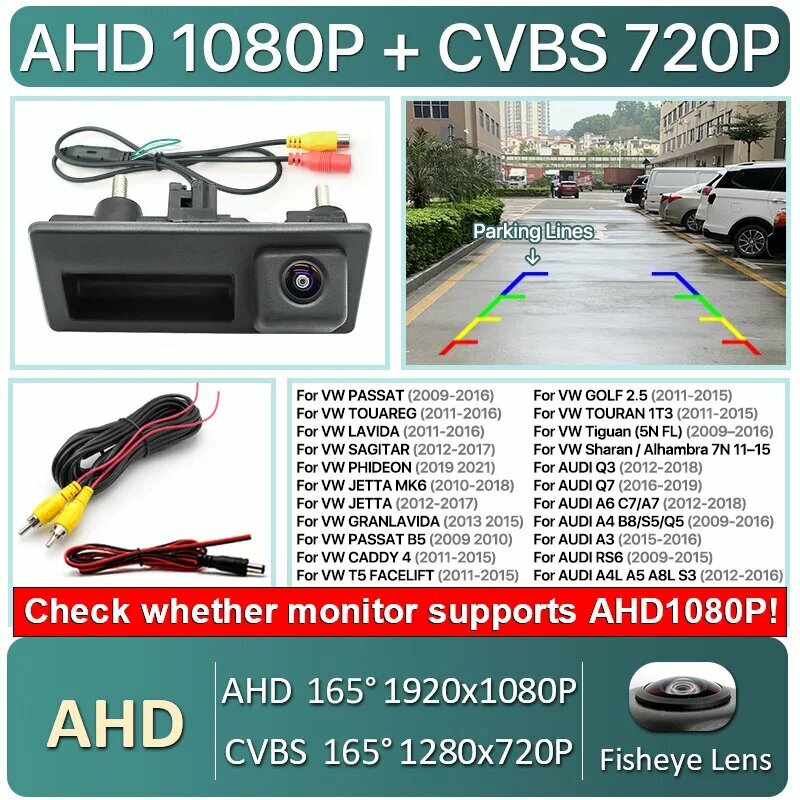 GreenYi 170° 1080P HD AHD Автомобильная камера заднего вида заднего вида для Audi VW AHD1080P 175Deg