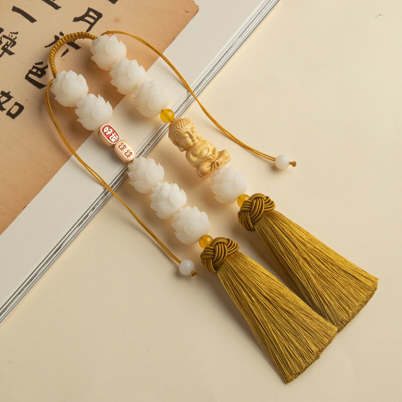 Новый талисман на удачу для автомобиля, маленький кулон Будды из самшита, украшение для автомобильного зеркала заднего вида в виде лотоса Бодхи 1z