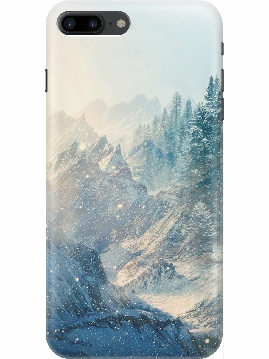 Силиконовый чехол на Apple iPhone 8 Plus / 7 Plus / Эпл Айфон 7 Плюс / 8 Плюс с рисунком "Снежные горы и лес"