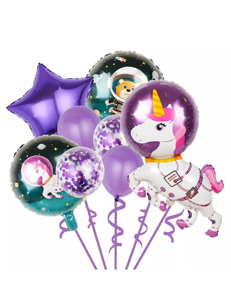 Набор воздушных шаров, "Единорог", для фотозоны, фольга. латекс, 8 шт