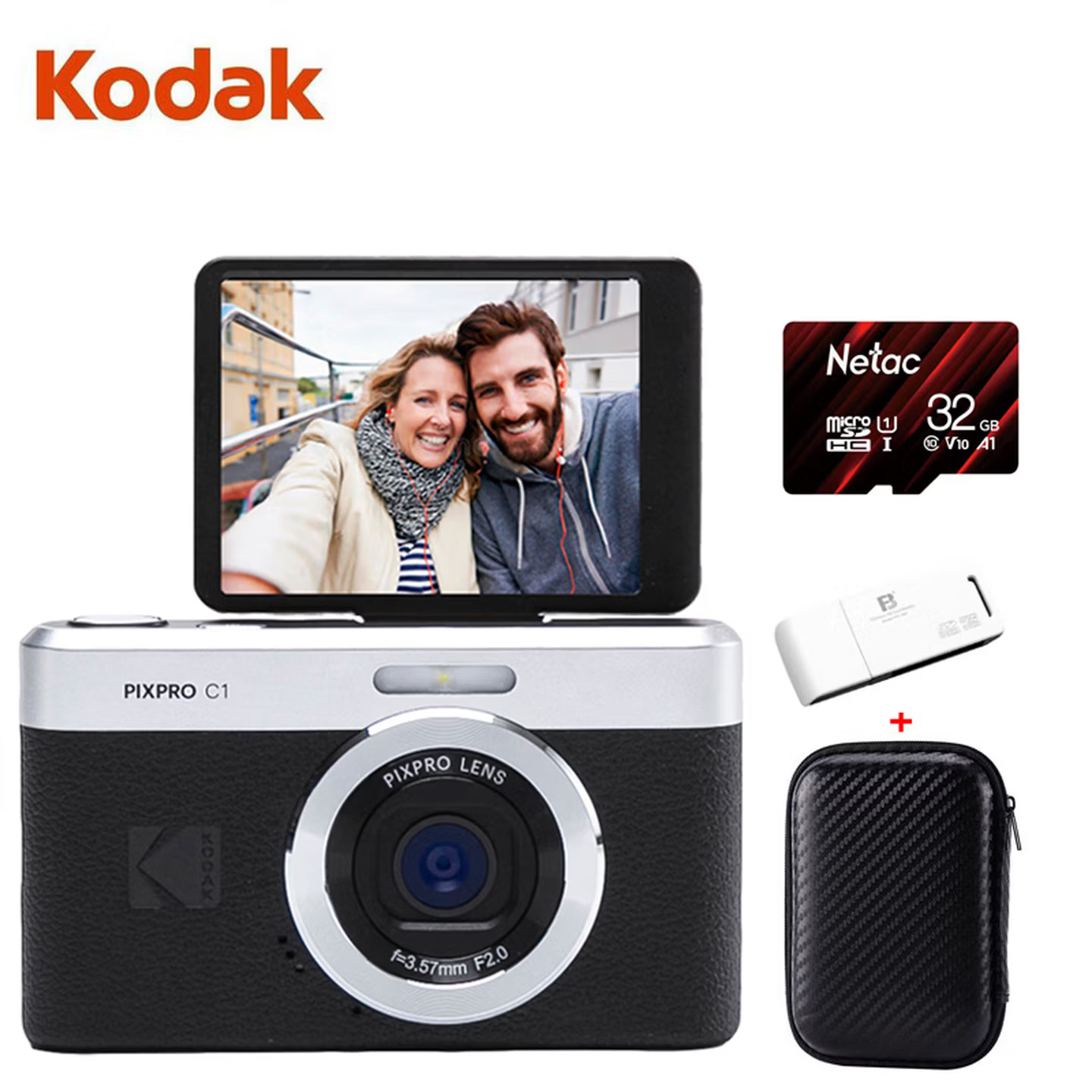 Цифровой фотоаппарат Kodak PIXPRO C1, поворотный экран 2.8", 13 МП, 26 мм F2.0, ультратонкий