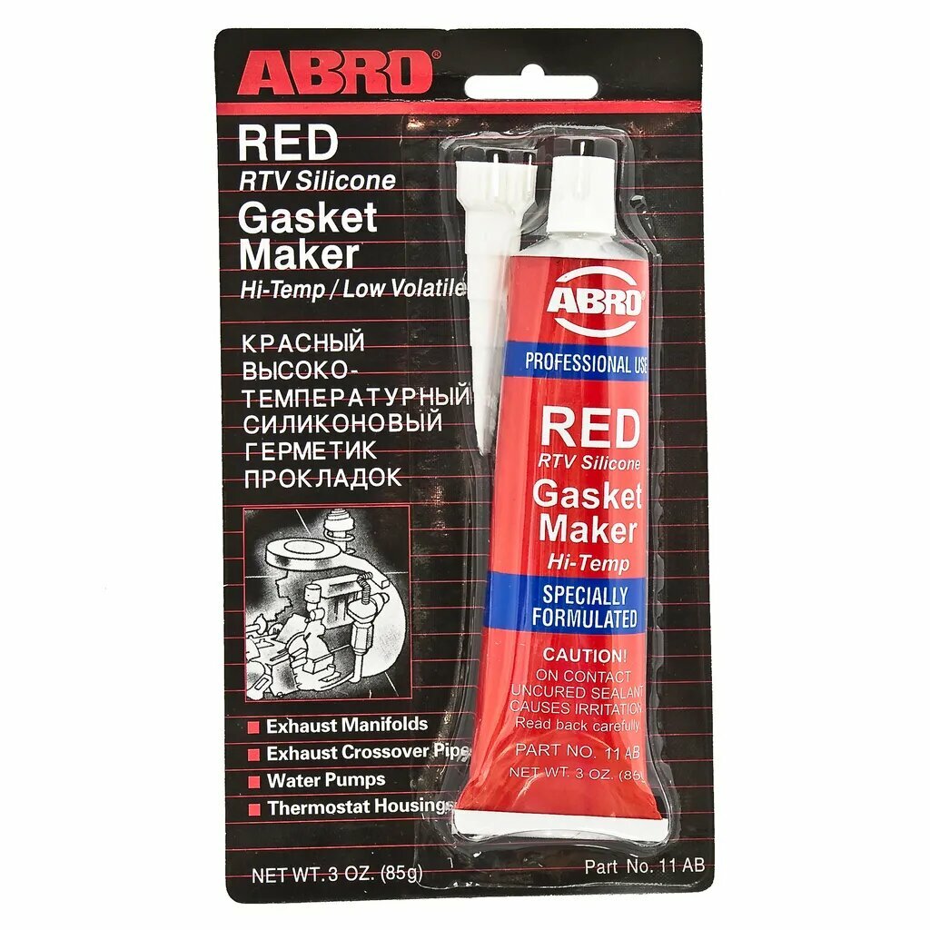 Герметик красный силиконовый высокотемпературный 85г ABRO ABRO A11R-CH-R-S
