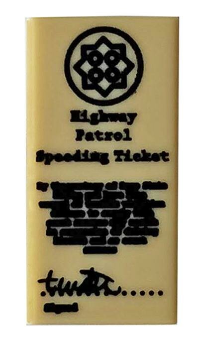 Деталь Lego 3069pb0084 Tile 1 x 2 with Highway Patrol Speeding Ticket Pattern