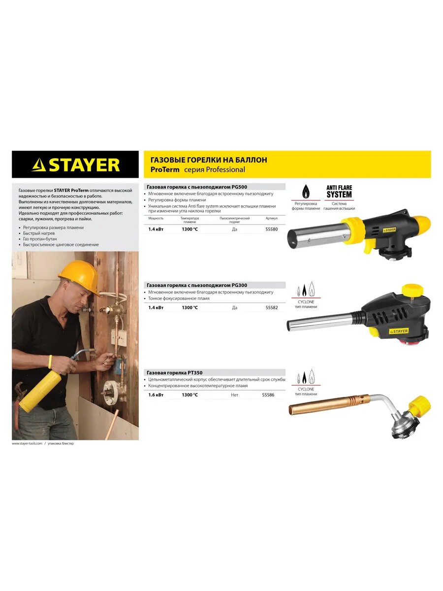 STAYER ProTerm PG 500, 1300°C, увеличенный выход пламен