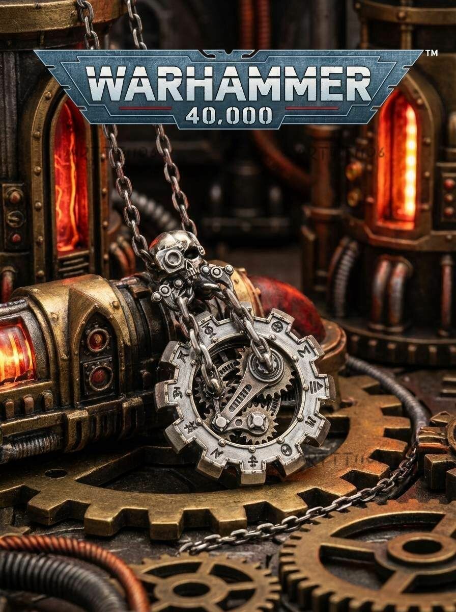 Кулон Warhammer 40000 Adeptus Mechanicus — подвеска WM STUDIO с символом Бога-Машины, ретро, для коллекции, подарок