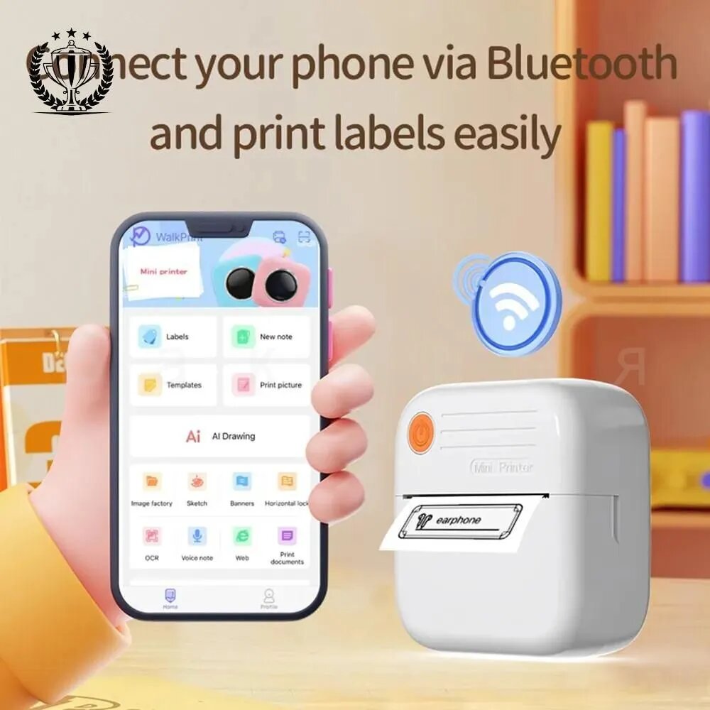 Мини-принтер термо Bluetooth Белый портативный для печати фотографий и этикеток — фото 1