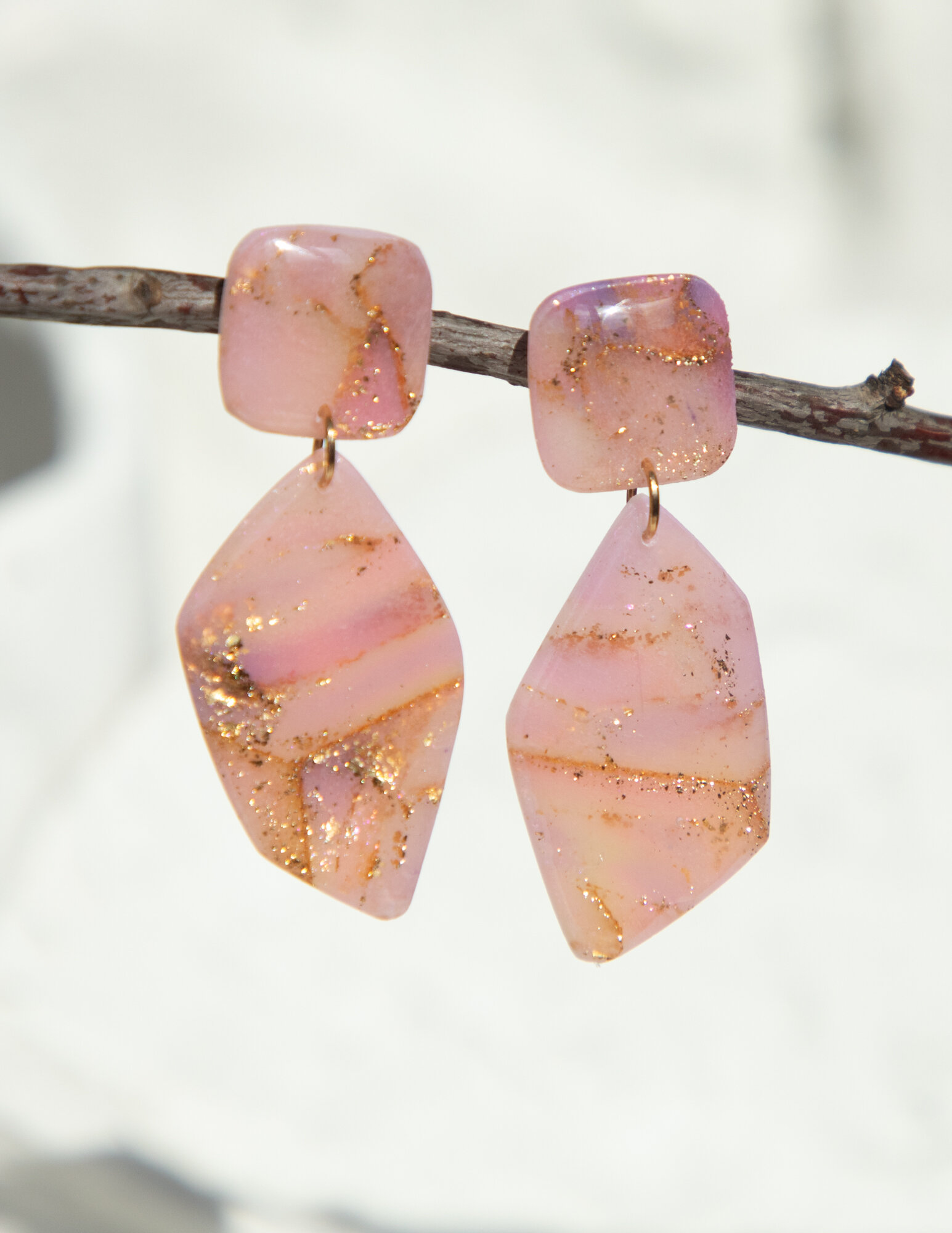 Серьги с подвесками, полимерная глина