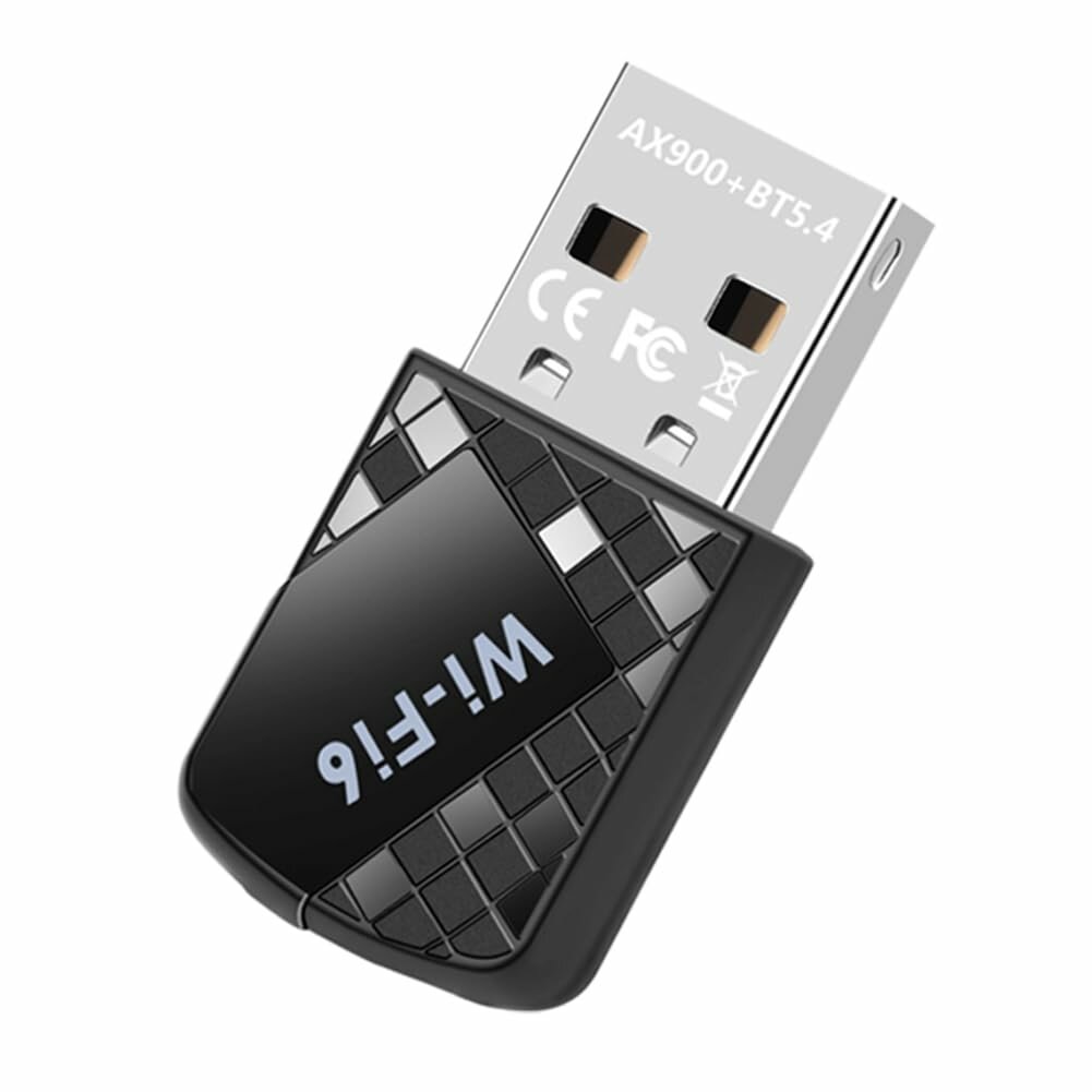 PpAaJK AX900 WiFi 6 5.4 Двухполосный USB-Адаптер 2.4G/5GHz Беспроводной Донгл Без Драйверов Черный/Нержавеющий Сталь ABS Пластик 1шт