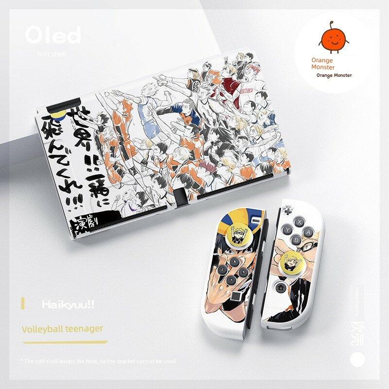Белый чехол с темой волейбольного аниме для Nintendo Switch OLED 7 дюймов, полная защита