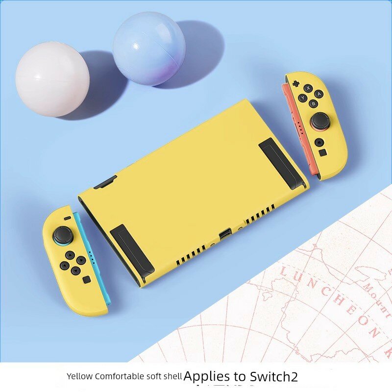 Чехол для Switch 2 с совместимостью с основанием - Непромокаемый, тема Желтый, идеально подходит для аксессуаров