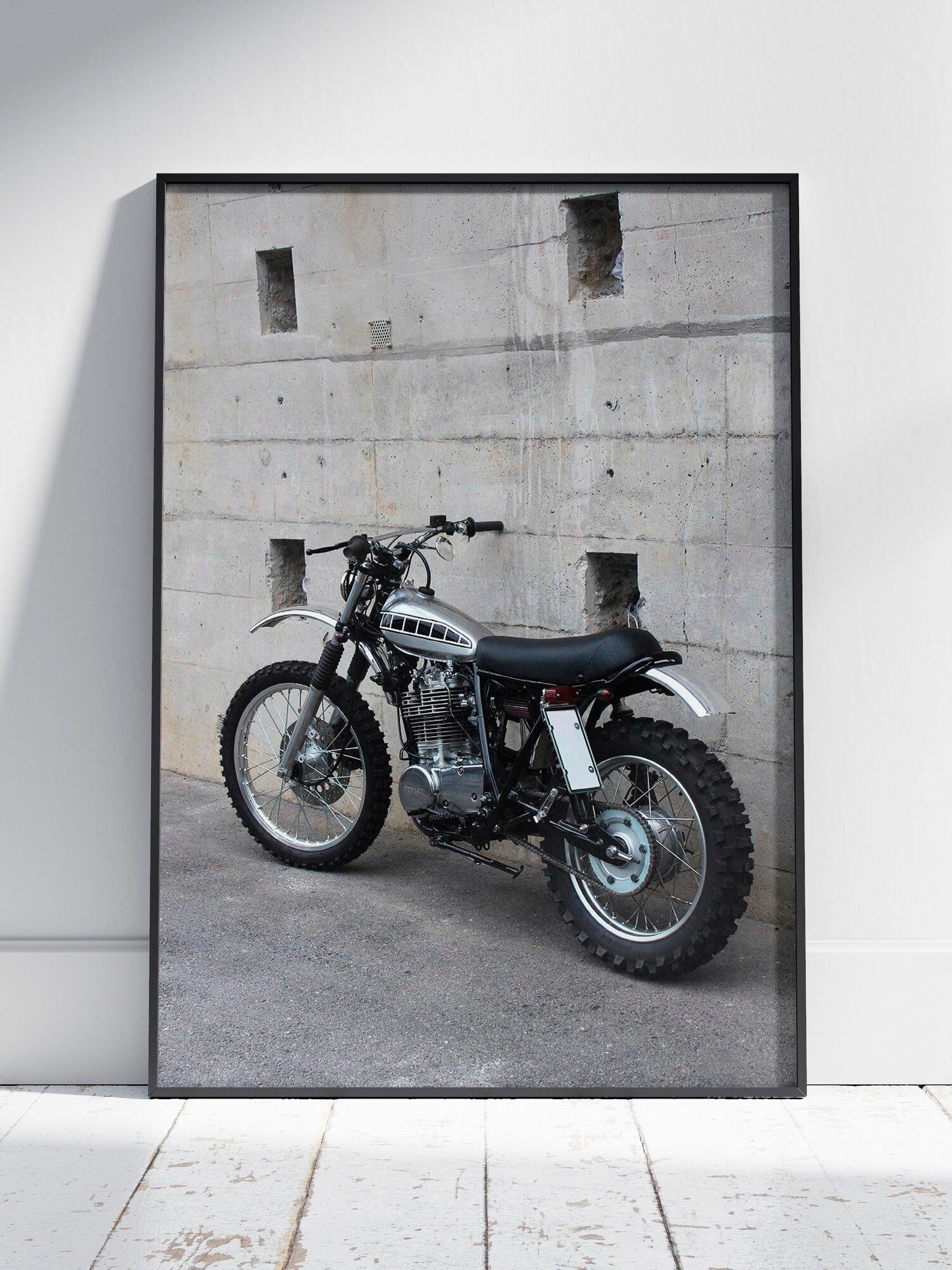Плакат на стену для интерьера Мотоцикл (Yamaha SR400 1) - Постер по мото и байкам формата A4 (21x30 см)
