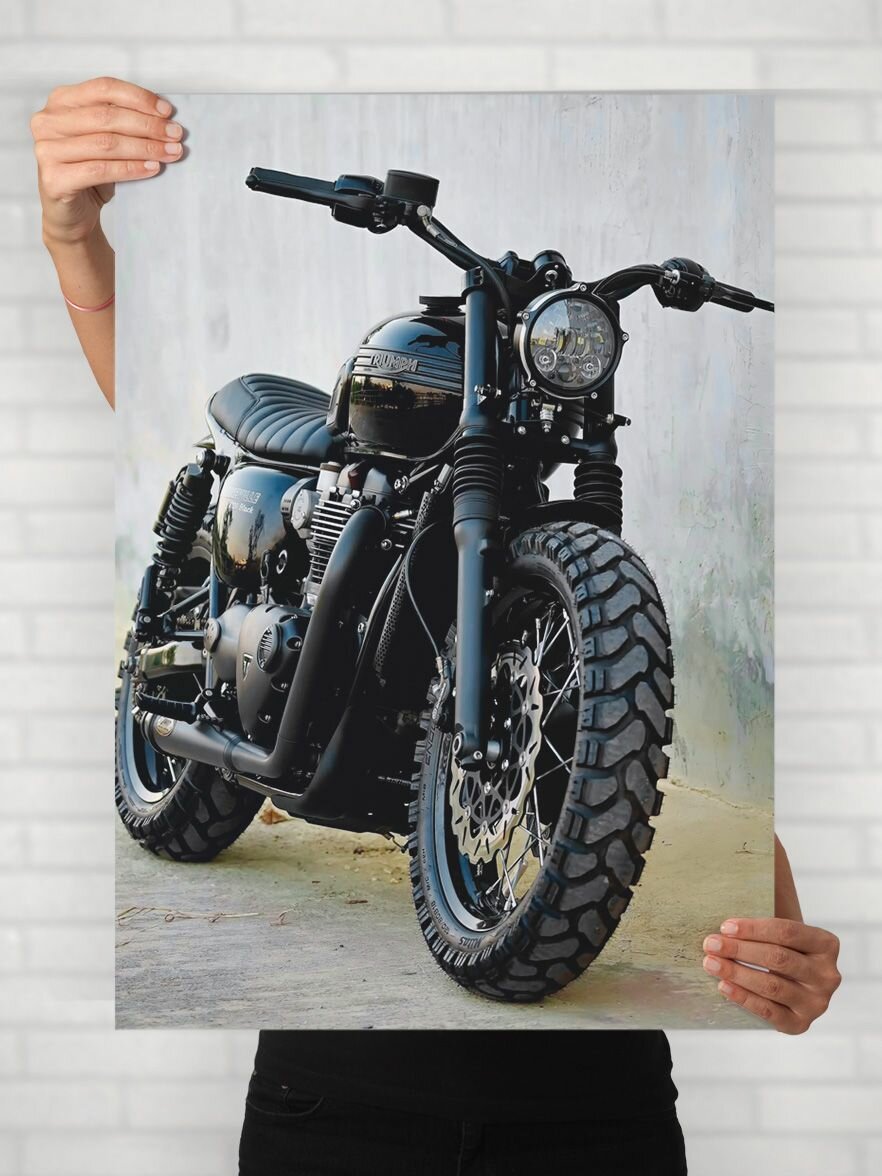 Плакат на стену для интерьера Мотоцикл (Triumph Bonneville T120 2) - Постер по мото и байкам формата A2 (42x61 см)