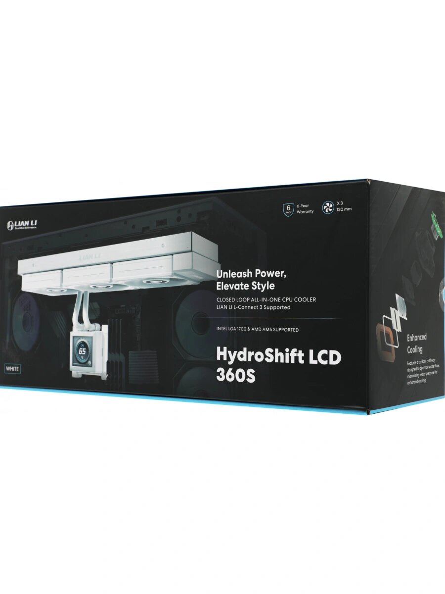 Система водяного охлаждения Lian-Li HydroShift LCD 360S Soc-AM5/AM4/1700/1851 белый 4-pin 29.8dB Al+