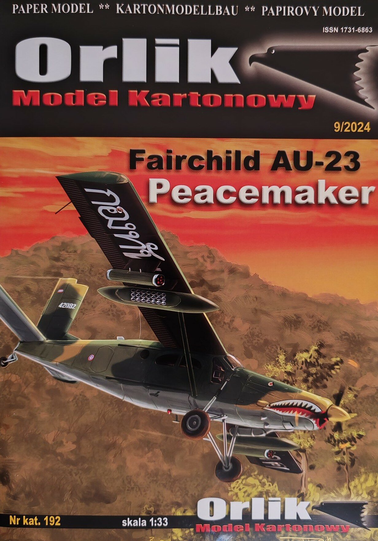 Сборная бумажная модель Самолет Fairchild AU-23 Peacemaker - Orlik №192 (журнал)