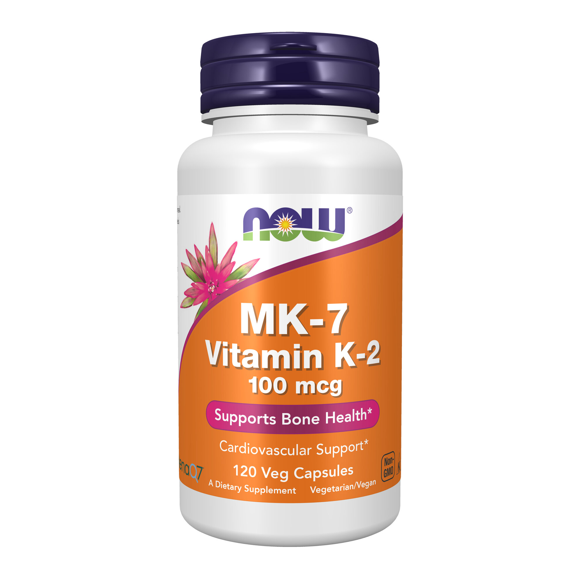 NOW MK-7 Vitamin K-2 100 mcg, Витамин К2 (менахинон-7), 120 растительных капсул, Витамины для сердца, сосудов и костей