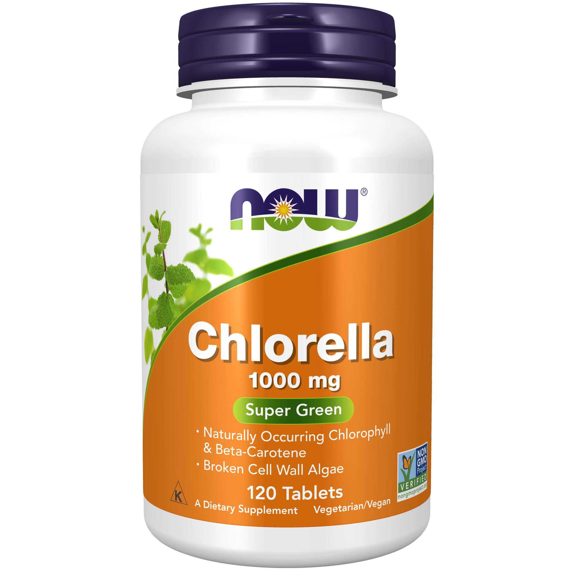 NOW Chlorella 1000mg, Хлорелла, 120 таблеток, для кишечника, для желудка, для иммунитета взрослым, детокс
