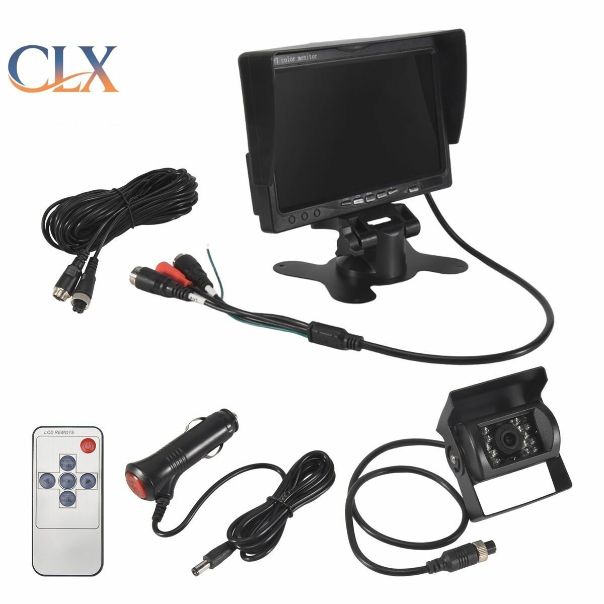 Автомобильная AHD камера заднего вида с монитором для парковки грузовика прицепа 24 В камера заднего вида, изображение 7 дюймов монитор, 6 м