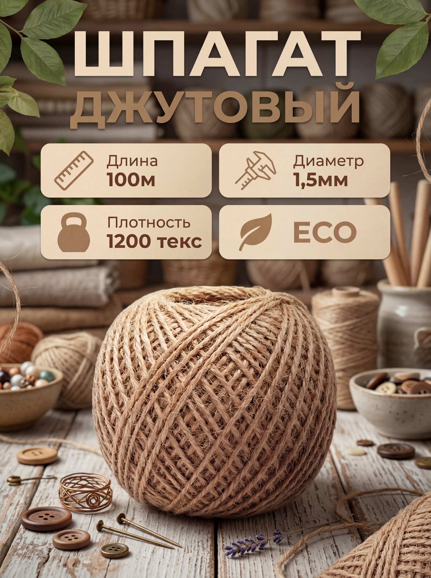 Шпагат джутовый 100 метров