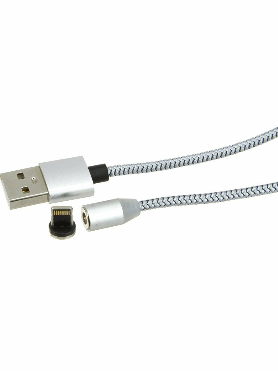 Шнур USB дата-кабель совместимый с iPhone 5 1м оплетка ткань магнитный 360*