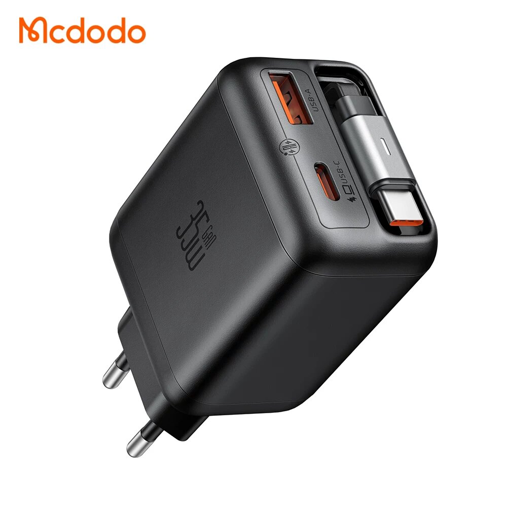 Зарядное устройство mcdodo Hong Kong and Macau GaN 35 Вт со встроенным выдвижным кабелем Type-C, адаптер GaN