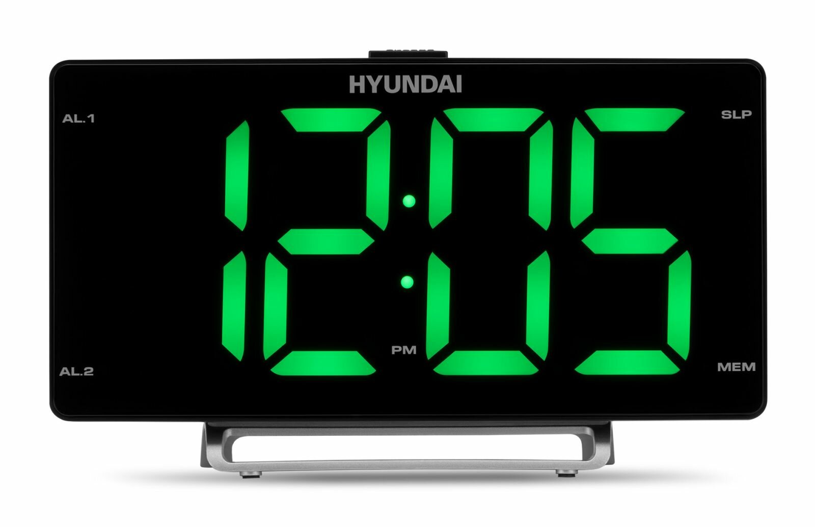Радиобудильник HYUNDAI черный, LCD подсветка зеленая, часы цифровые, FM (H-RCL246)