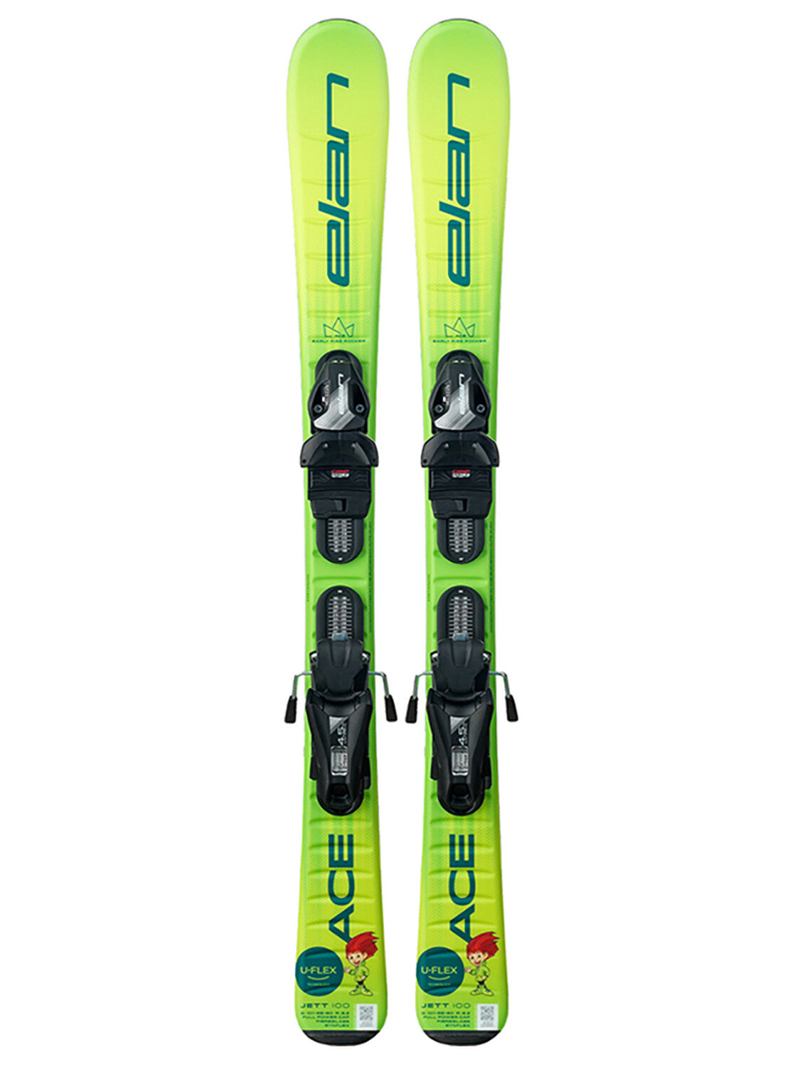 Горные лыжи с креплениями Elan Jett JR Shift + EL 4.5 GW 24/25 , для детей , Зеленый