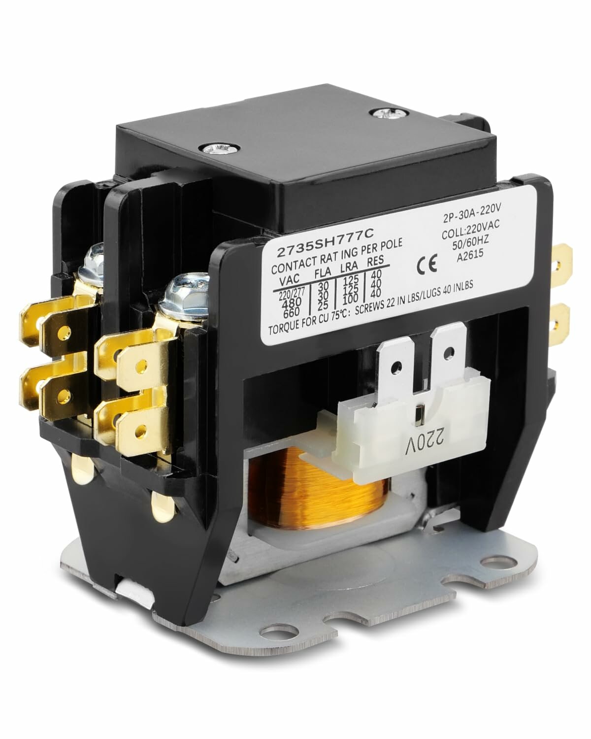 Компактный контактор определенного назначения C25BNB230A, 2-полюсный, 30А, 50/60Гц, напряжение катушки 120 В переменного тока, для кондиционера воздуха.