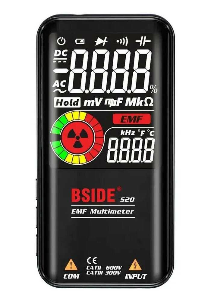 Мультиметр BSIDE EMF 2-in-1, цифровой, с детектором излучения электромагнитного поля, черный