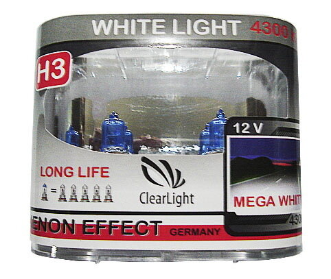 Лампа H3 12V 55W PK22s WhiteLight , 2 шт / Clearlight / MLH3WL