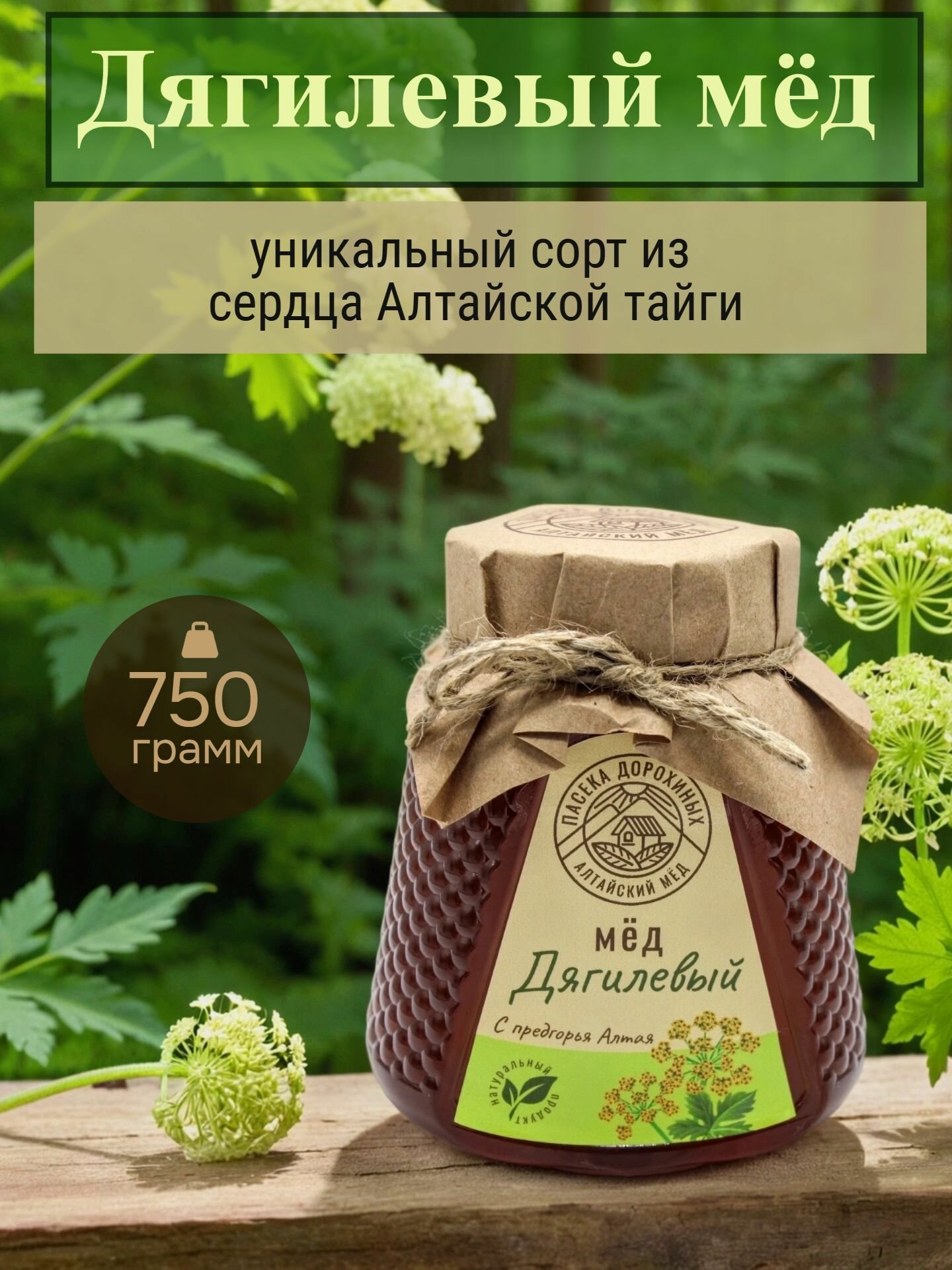 Мед натуральный Дягилевый Алтайский 750 грамм 2025 года