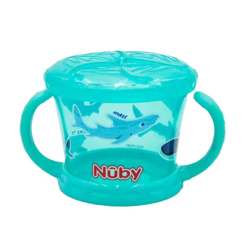 NUBY Детская чашка для перекусов, миска для еды для малышей, непроливаемая, с крышкой, портативная ручка, контейнер для