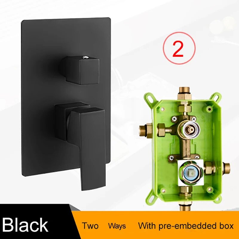 Одно/двух/трех/четырехходовый мужской резьбовой смеситель для ванной с душем, сваренный с открытым клапаном для душа, смеситель для душа в ванной - Двухходовый черный