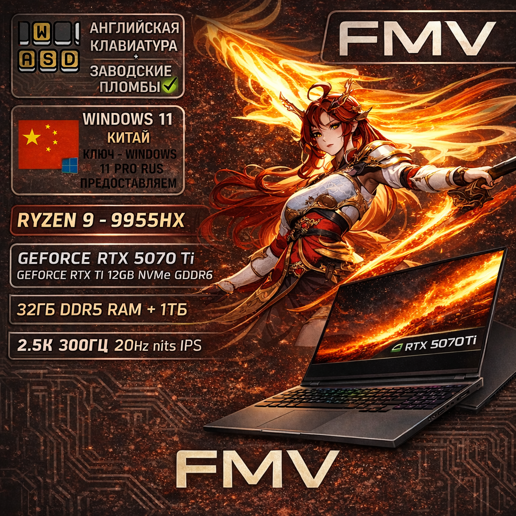 MECHREVO 16Pro Игровой ноутбук 16", AMD Ryzen 9 9955HX, RAM 32 ГБ, SSD, NVIDIA GeForce RTX 5070 Ti (12 Гб)