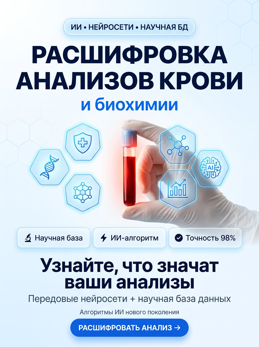 Понять свои анализы за минуты — без врача и очередей : научная база данных на базе передовых, самых мощных нейросетей