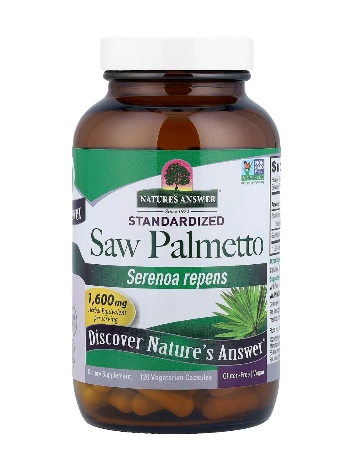 Экстракт пальмы сереноа, поддержка здоровья простаты, Saw Palmetto, Nature's Answer, 120 капсул
