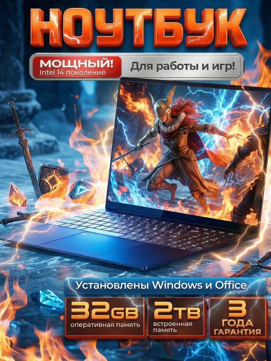Ноутбук Intel Core i9-14900HX, 32GB RAM, 2048GB SSD, 2026 + Office