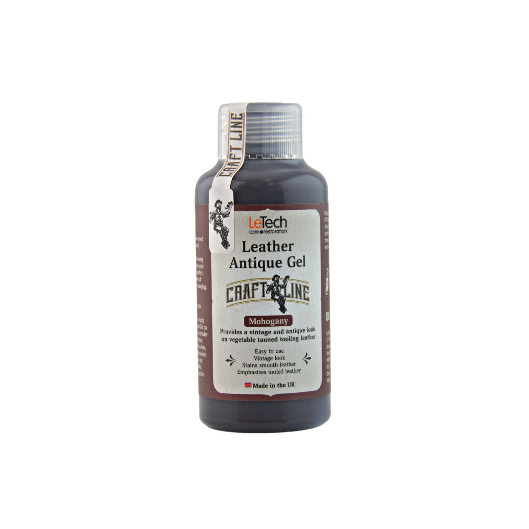 Антик-гель, антик краска для кожи красное дерево, для тиснения на коже растительного дубления, винтаж, создание объемного рисунка, LeTech, Leather Antique Gel Mohogany 100ml