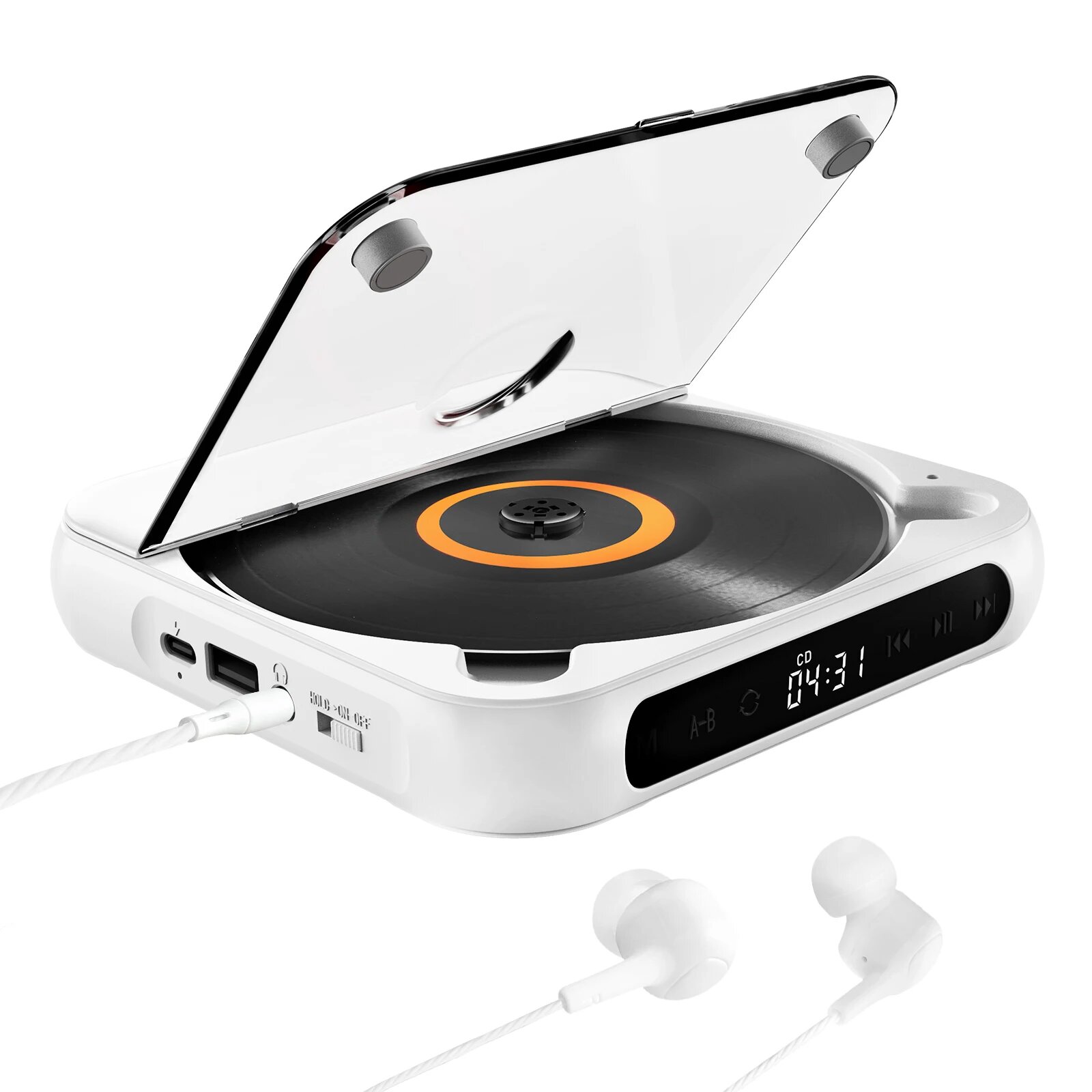 Портативный CD-плеер с Bluetooth, LED-дисплеем, 2000mAh, 918Black