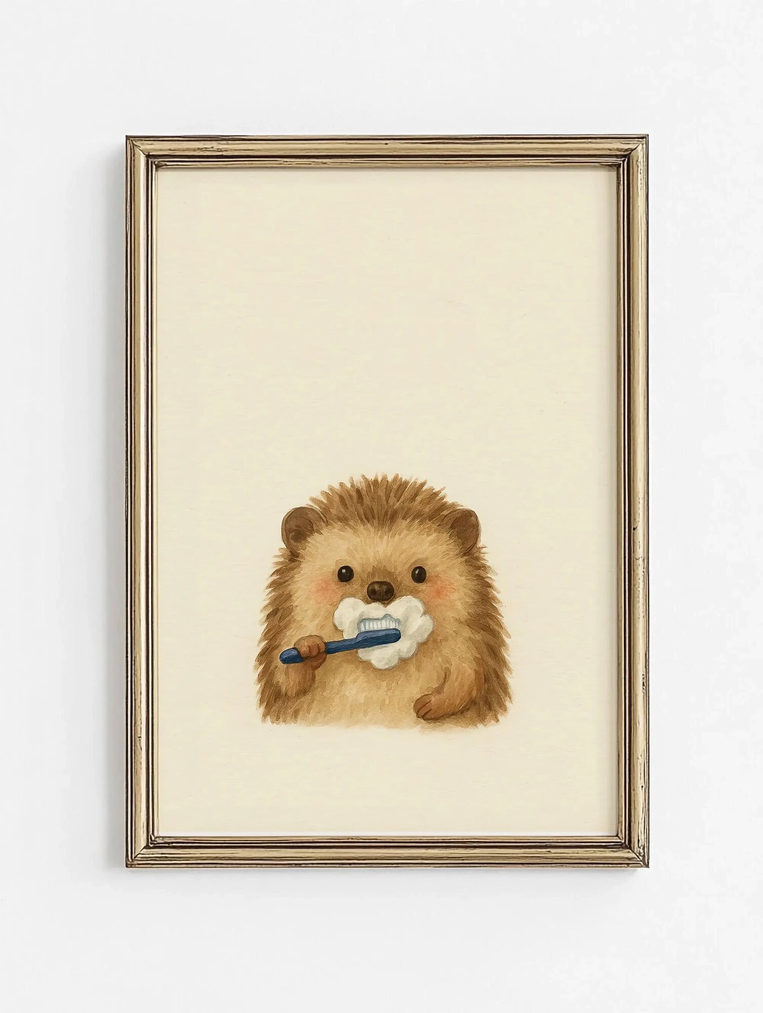 Постер с ежом чистящим зубы, 40x60см, без рамы, Цвет: 01