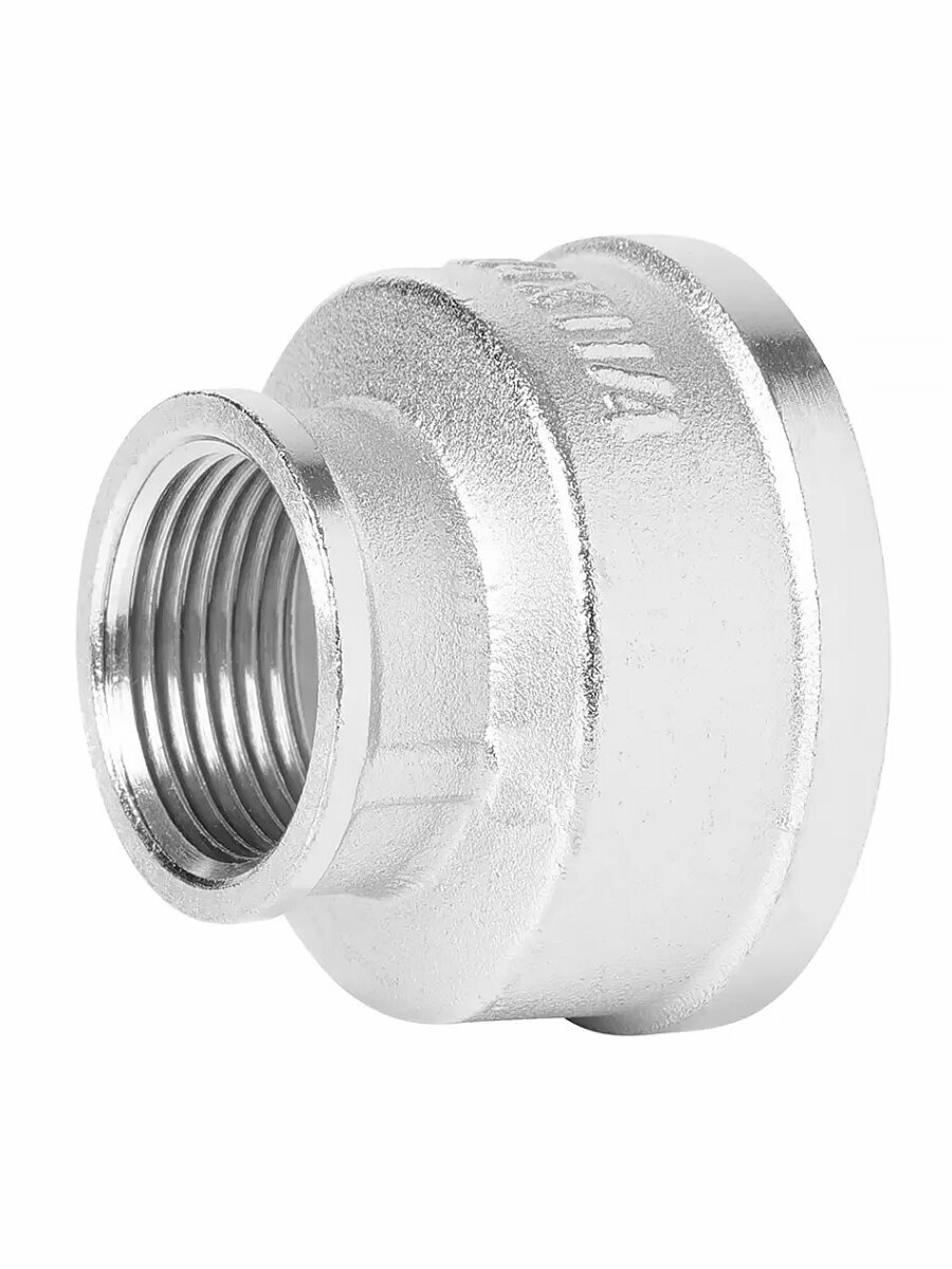 Муфта переходная для труб Vieir SFN74, диаметр резьбы 11/2“Fx3/4”F, латунь, никелирование