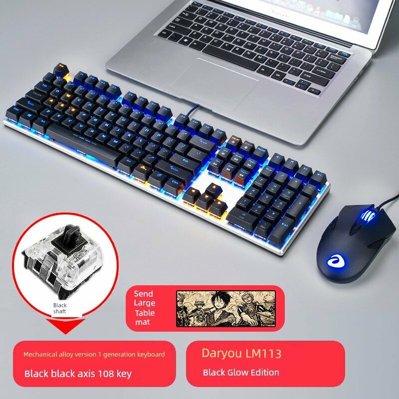 DareU ek815 108-клавишная черная механическая клавиатура с черным переключателем и черной моделью LM113