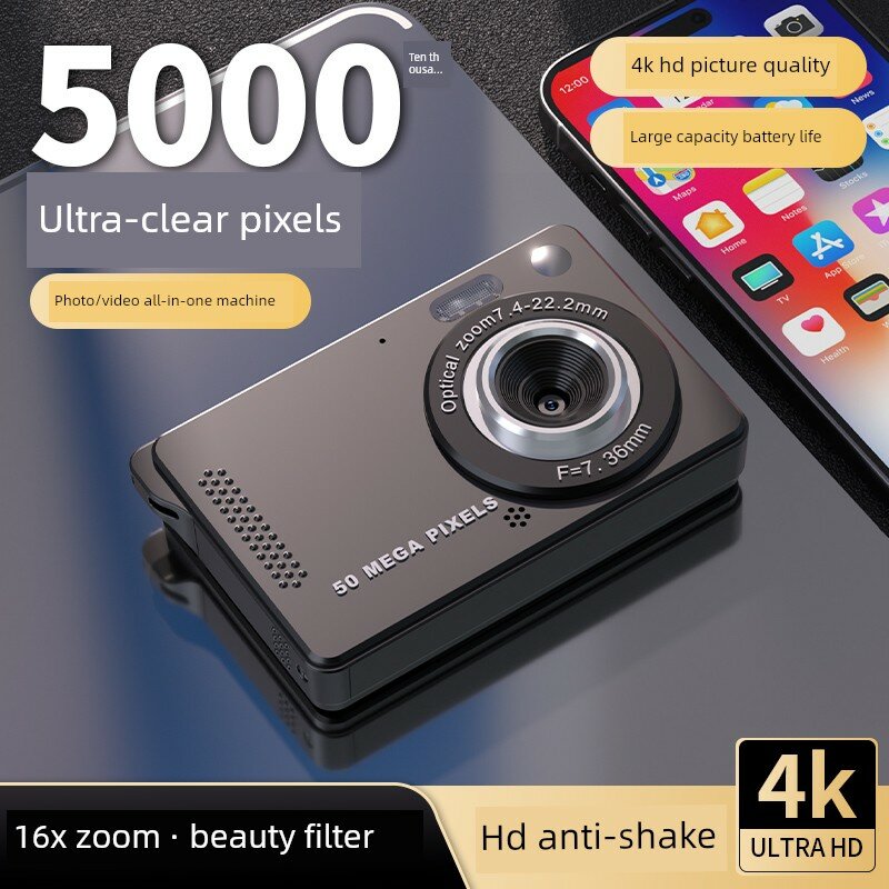 Черная компактная цифровая камера 4K HD с 128 ГБ картой памяти и аксессуарами для студентов