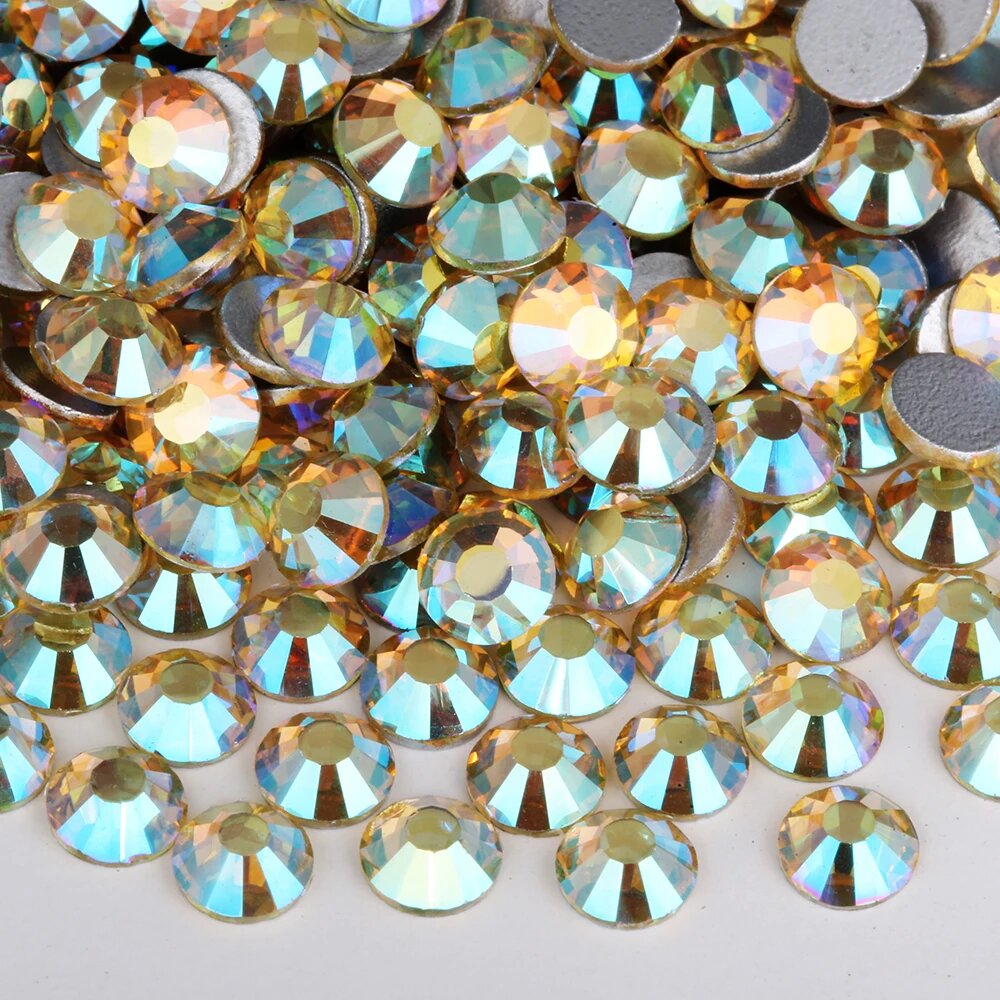 Стразы AB Color Crystal SS3-SS30 для дизайна ногтей SS16-1440pcs, Lt.yellow AB